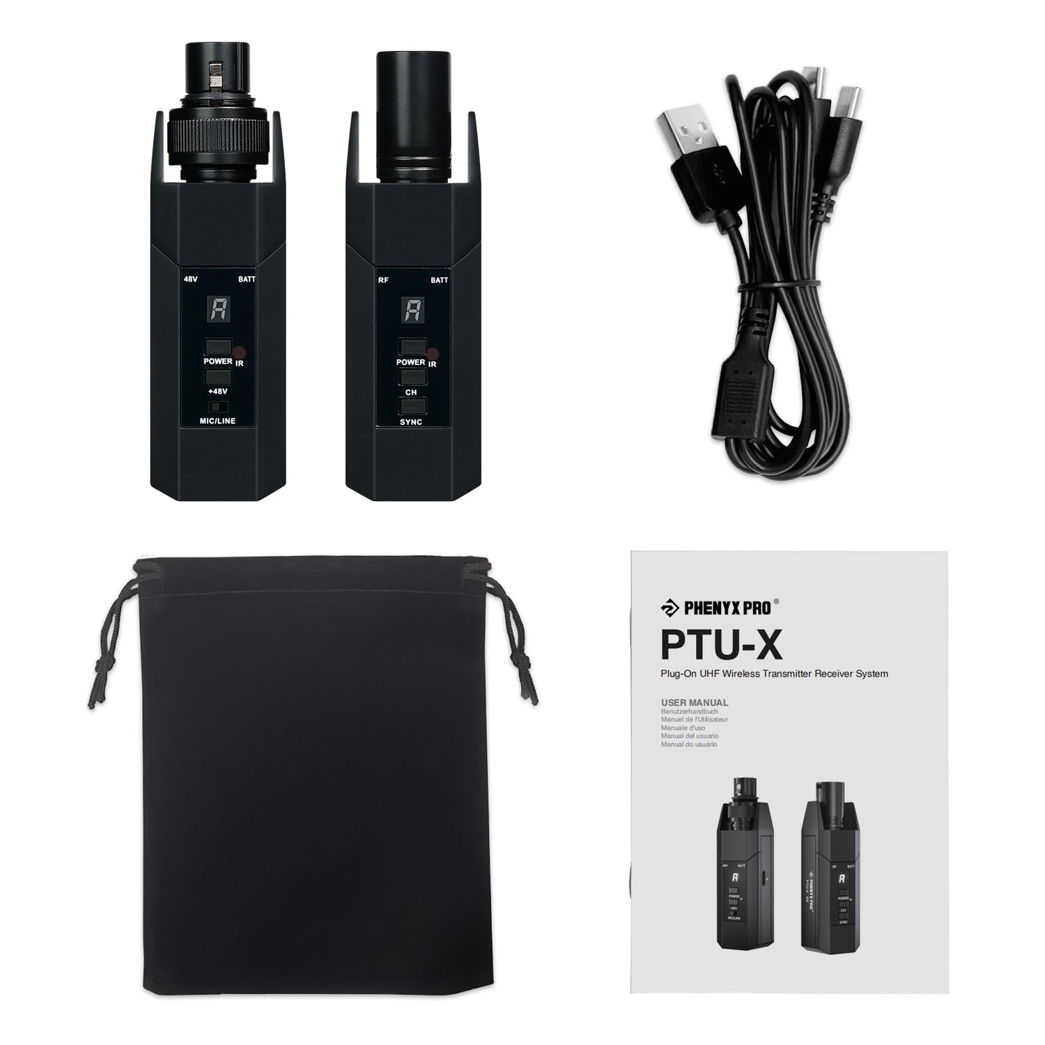 PTU-X XLR Wireless Transmitter Receiver System - Phenyx Pro